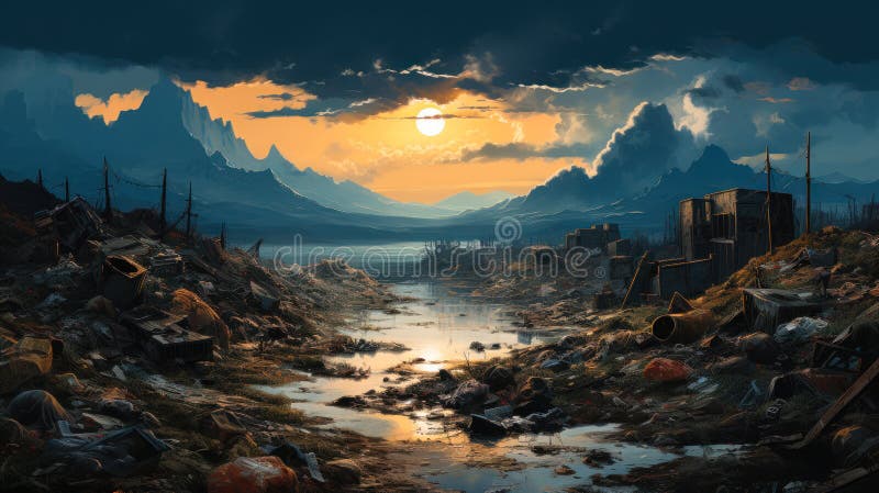 Ecological Disaster Garbage Landfill Stock Illustration - Illustration ...