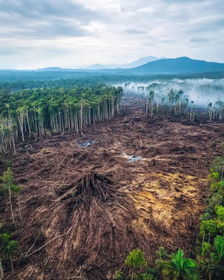 Ecological Disaster, Massive Deforestation Stock Illustration ...