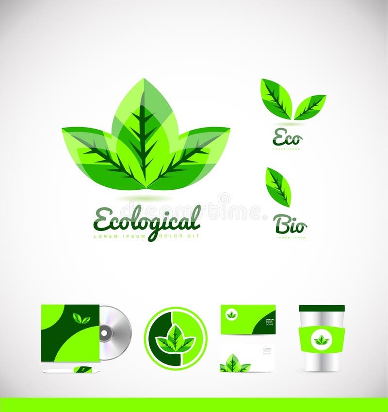 Ecological Eco Bio Leaf Green Logo Icon Design Stock Vector ...