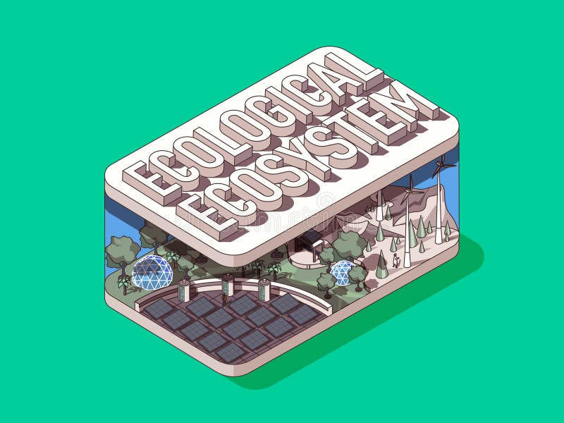 Ecological Ecosystem Concept in 3d Isometric Graphic Design Stock ...