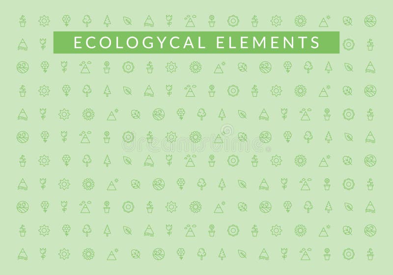 Ecological Elements. Pattern of Ecology Icons Stock Illustration ...