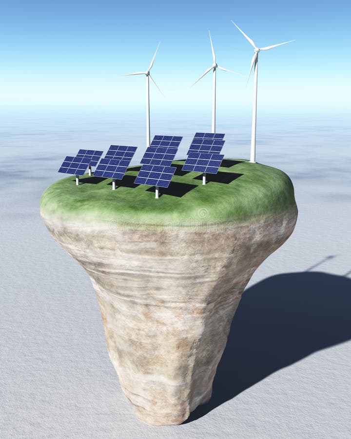 Ecological Generators on Top of a Conical Terrain Stock Illustration ...