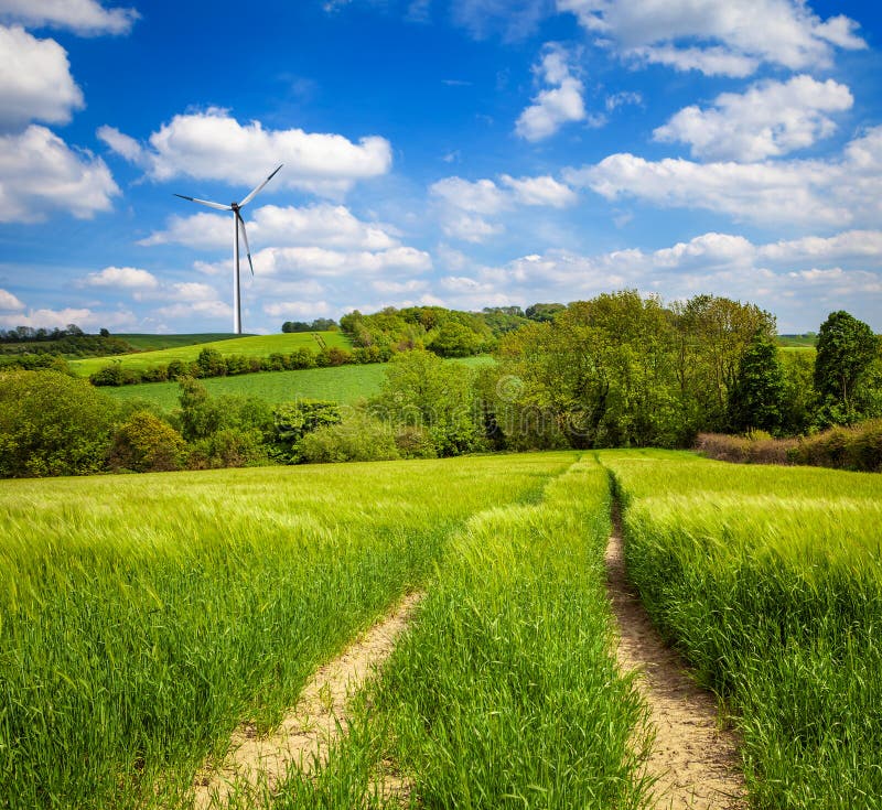 Ecological Green Areas with Wind Turbine Stock Image - Image of plant ...