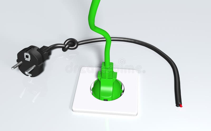 Ecological Green Plug into a Socket Stock Illustration - Illustration ...