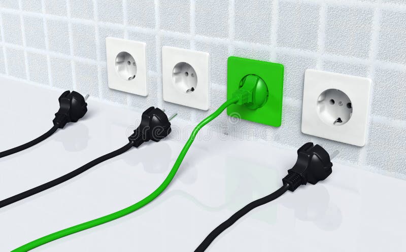 3D Man Putting Pin Plug into Socket Stock Illustration - Illustration ...