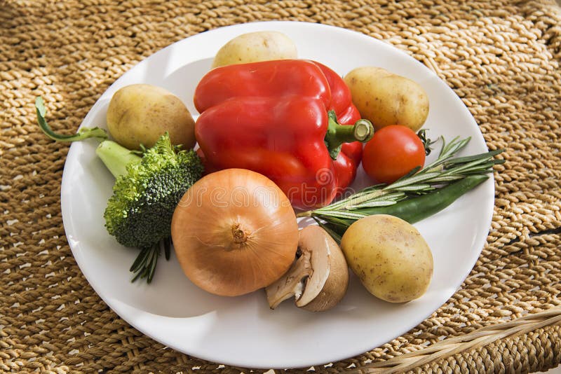 Ecological Harvest on Straw Table Stock Photo - Image of cucumber ...