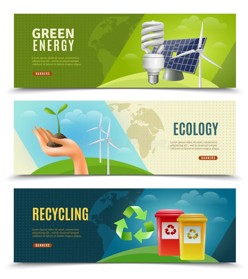Ecological 3 Horizontal Banner Set Stock Vector - Illustration of ...
