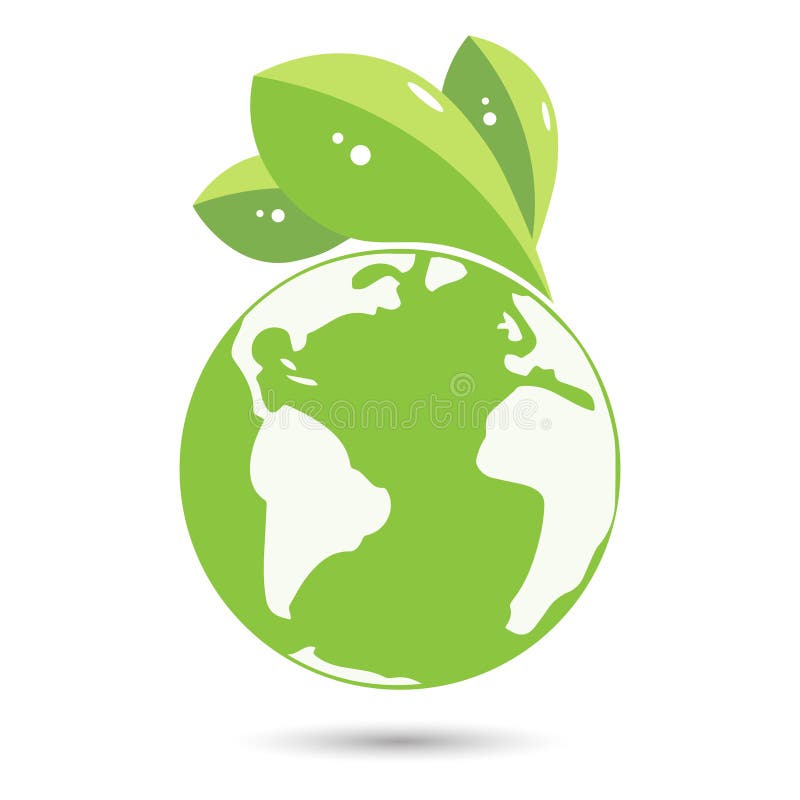 Ecological Icon, Planet with Green Leaves. Logo Vector Stock Vector ...