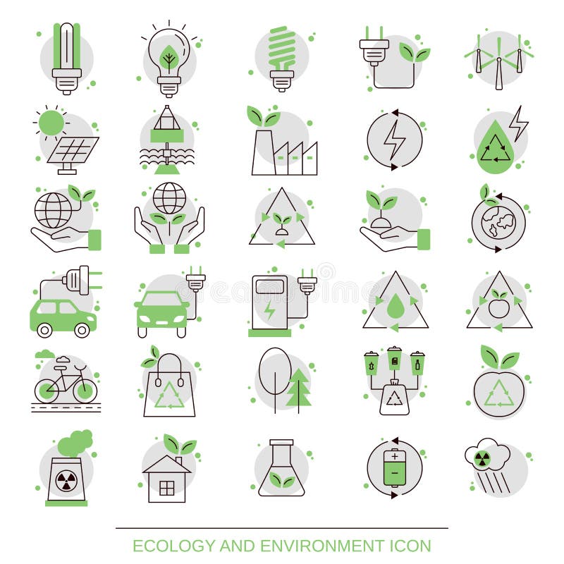 Ecological Icon Set. Vector Illustration Line Style Icon Stock Vector ...