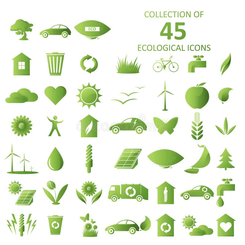 Ecology Flat Icon Set stock vector. Illustration of house - 34489046