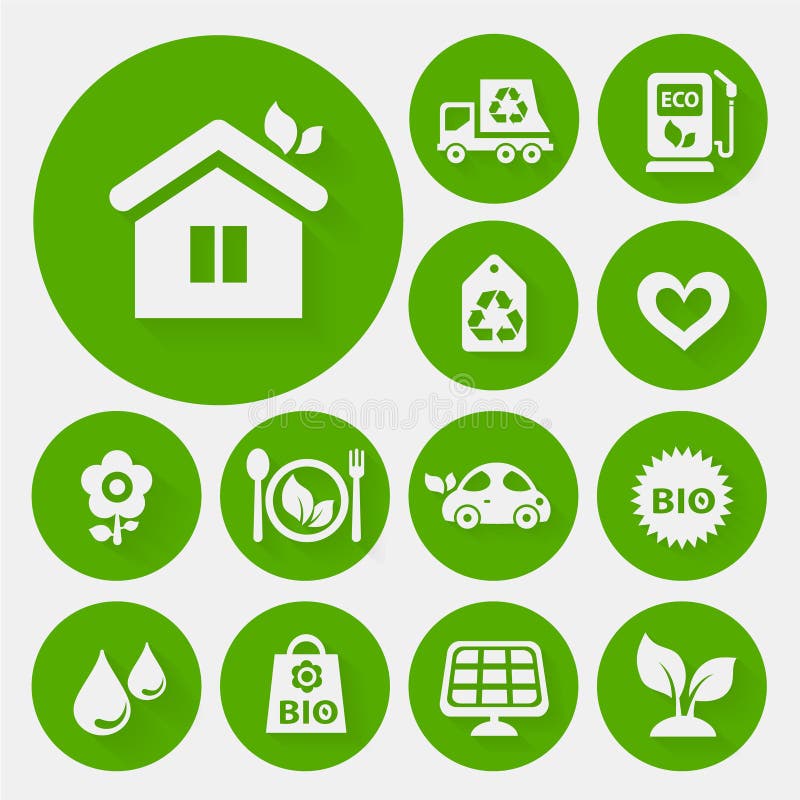 Ecological Icons Collection Stock Vector - Illustration of plant ...