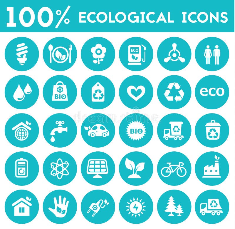 Ecological Icons Collection Stock Vector - Illustration of garbage ...