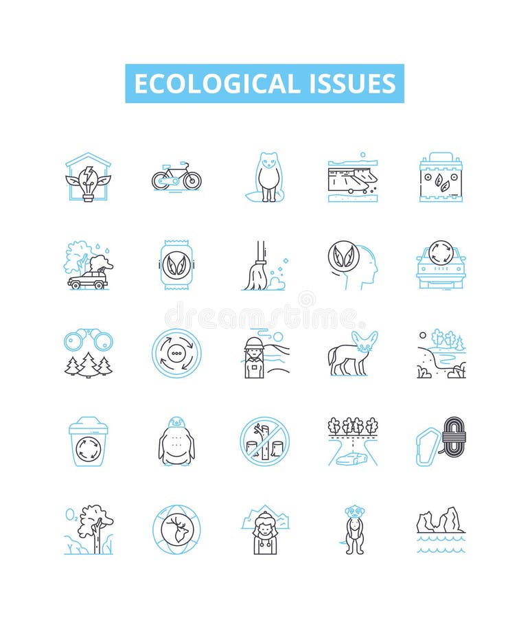 Ecological Issues Vector Line Icons Set. Ecology, Conservation, Pollution, Deforestation ...
