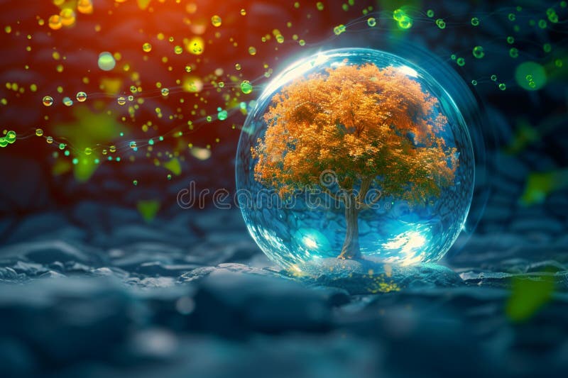 Ecological Message Tree within Crystal Ball, Connecting Nature and ...