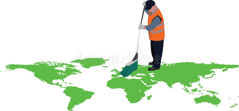 Person in Ecological Operator Uniform with Broom Stock Vector ...