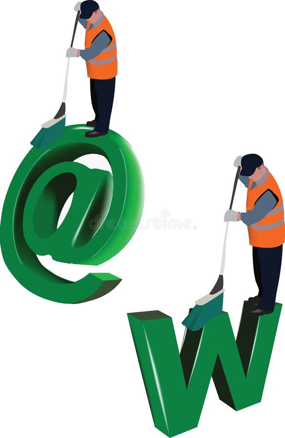 Person in Ecological Operator Uniform with Broom Stock Vector ...