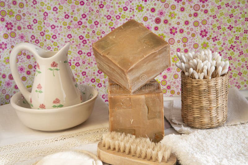 Ecological Organic Soap and Solid Shampoo in the Bathroom Stock Image ...