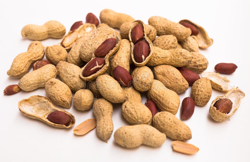 Bunch of Ecological Peanuts on a White Background Stock Image - Image ...