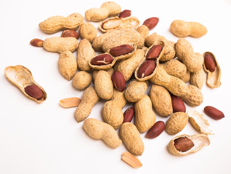 Bunch of Ecological Peanuts on a White Background Stock Image - Image ...