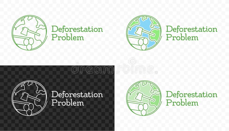Ecological Problem of Cutting Down and Deforestation Vector Design. Log ...