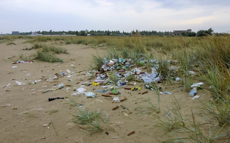 Ecological Problem, Pollution of Nature with Plastic Waste. Sea Coast ...