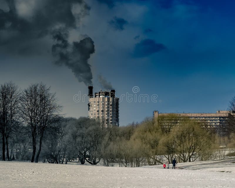 Ecological Problems and Air Pollution in Modern Cities Stock Photo ...