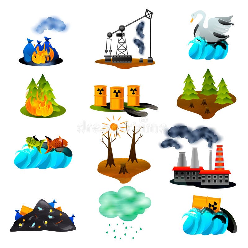 Ecological Problems Flat Infographics Stock Vector - Illustration of ...