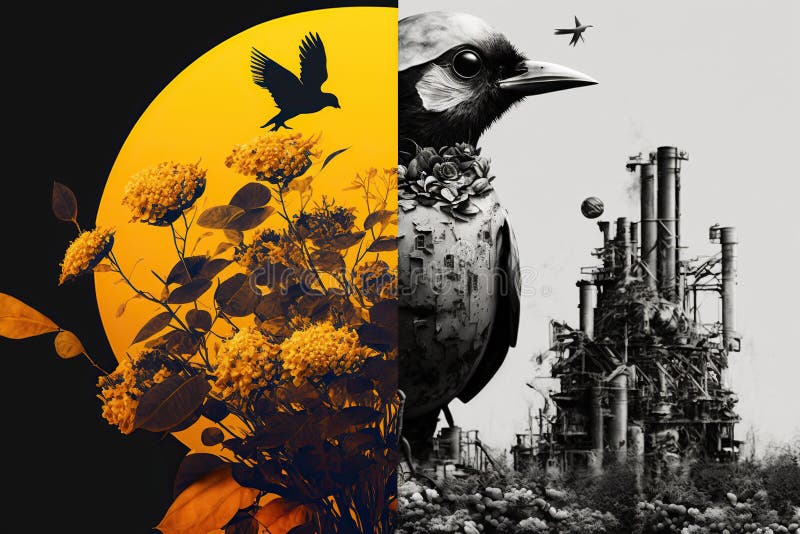 Ecological Problems High Contrast Surreal Collage, Created with ...