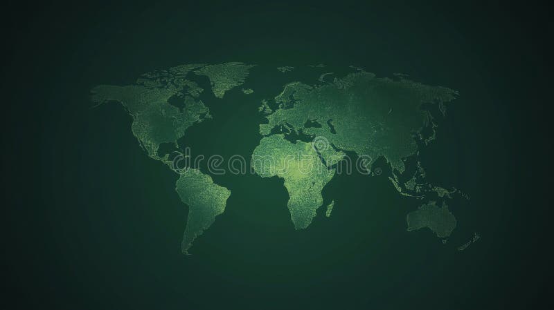Ecological Representation of Earth Map on Vibrant Green Backdrop for ...