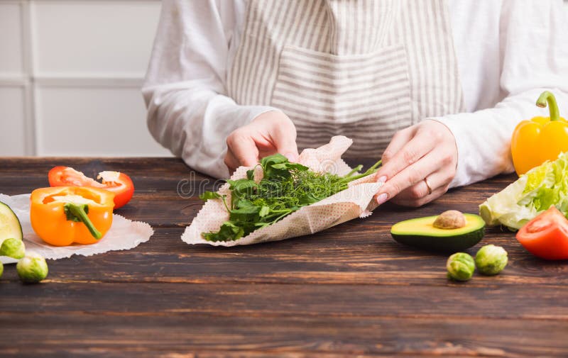 Ecological Reusable Wrapping for Healthy and Fresh Food Stock Photo ...