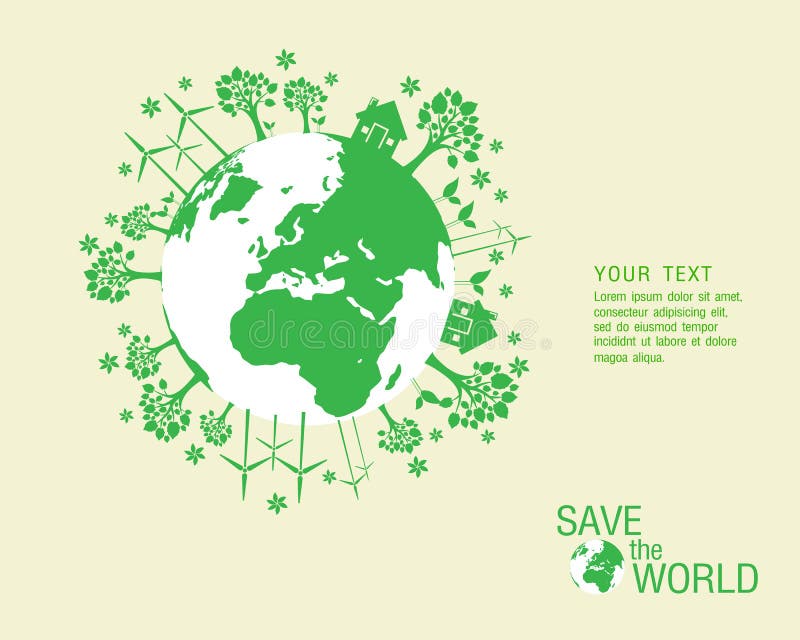 Ecological and Save the World Green Stock Vector - Illustration of ...