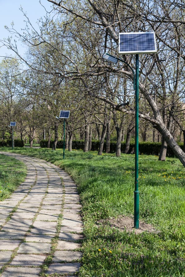Ecological System of Public Lighting Located in the Park Stock Image ...