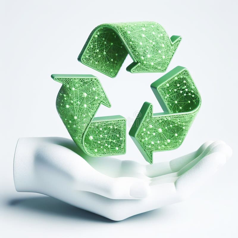 Ecological White 3D Hand Holding Recycling Symbol. Concept of ...