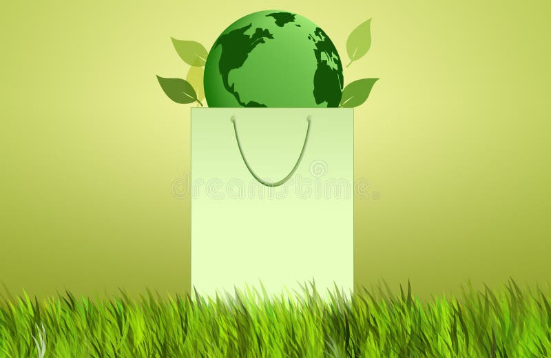 Ecologiezak Met Groene Aarde Stock Illustratie - Illustration of ...