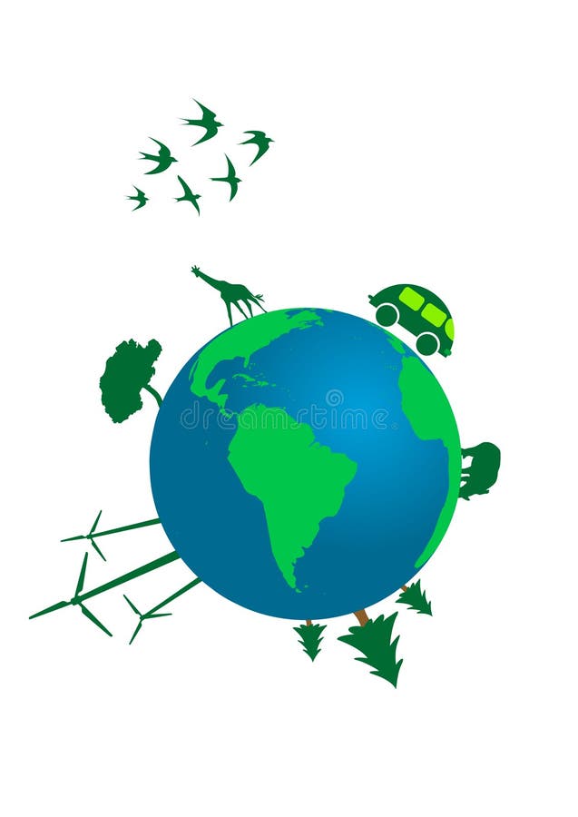 Ecologische wereldbol vector illustratie. Illustration of bloemen - 8366188