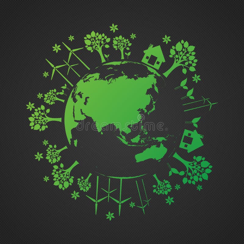 Ecologisch En Bewaar De Groene Wereld Vector Illustratie - Illustration ...