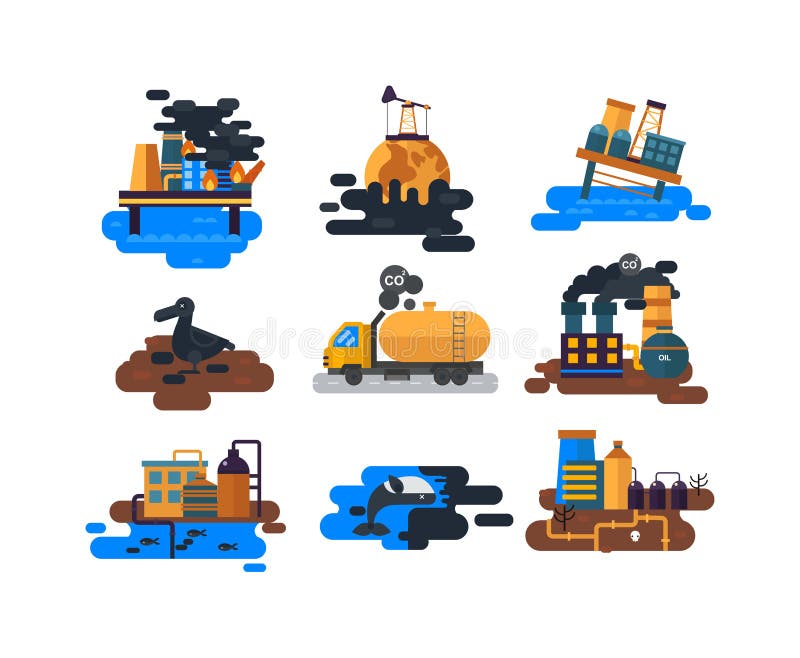 Ecologische Problemen, Milieuvervuilingvector Vector Illustratie ...