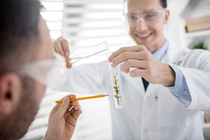 Ecologista Sonriente Que Conduce Nuevos Experimentos Imagen de archivo ...