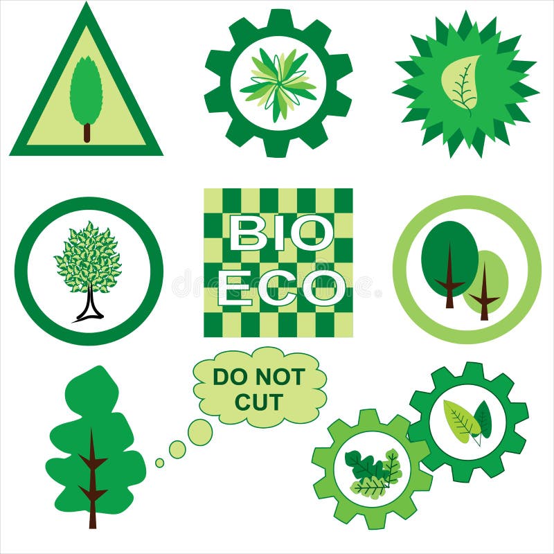 Ecologus Mobile Signs with Tree, Leaf and Flower Stock Vector ...