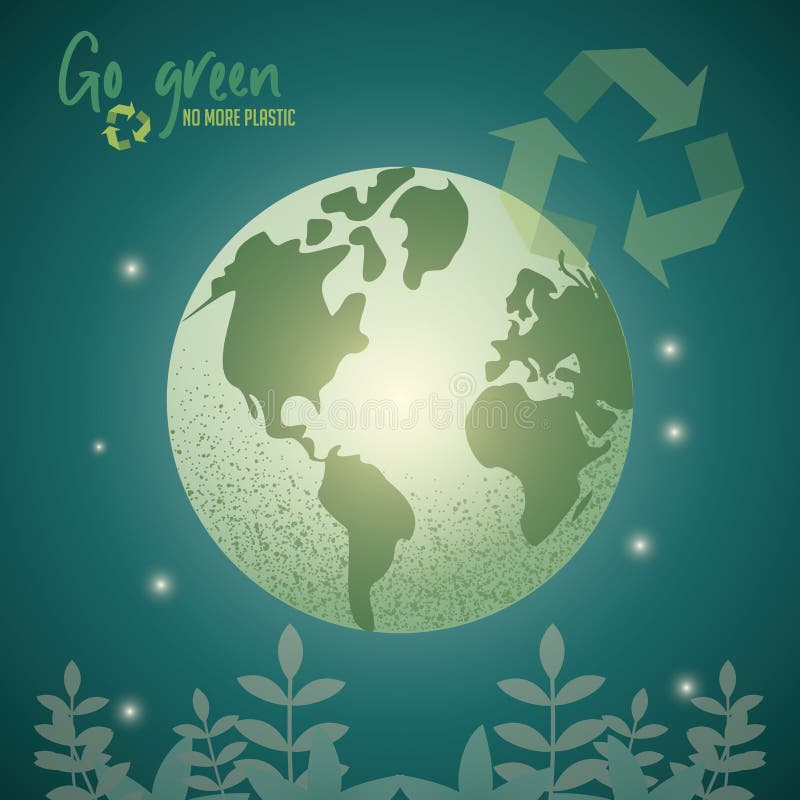 Ecology Background Green Planet Save the Planet No More Plastic Stock ...