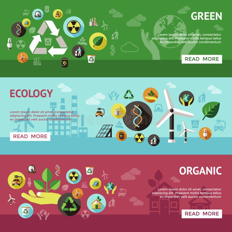 Environmental Pollution Banner Set Stock Vector - Illustration of ...