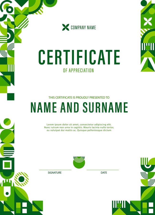 Ecology Certificate Template with Green Pattern Stock Illustration ...