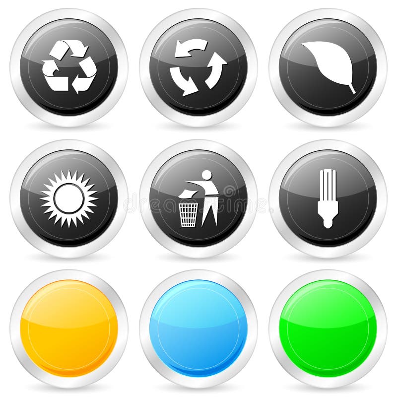 Ecology circle icon set stock vector. Illustration of bulb - 11512854