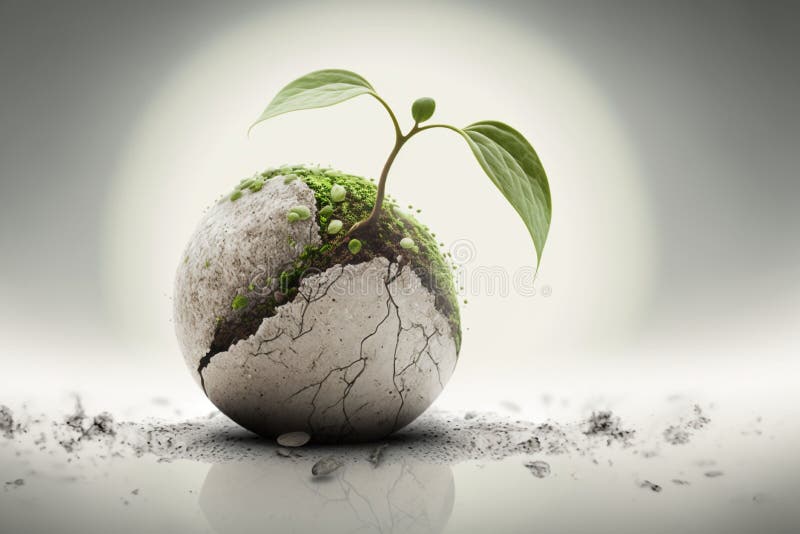 A Tree Growing on Dry, Cracked Ground. Climate Change. Global Problems ...