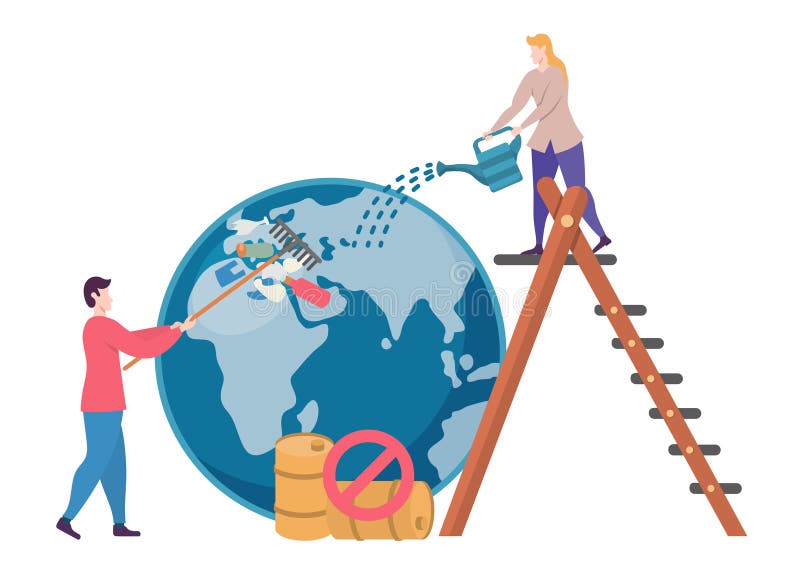 Ecology Concept of Clean Earth Environment, Flat Design Vector ...