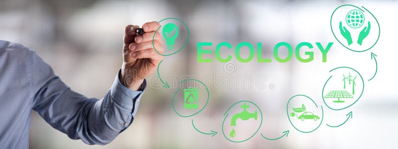 Ecology Concept Drawn by a Man Stock Image - Image of green ...
