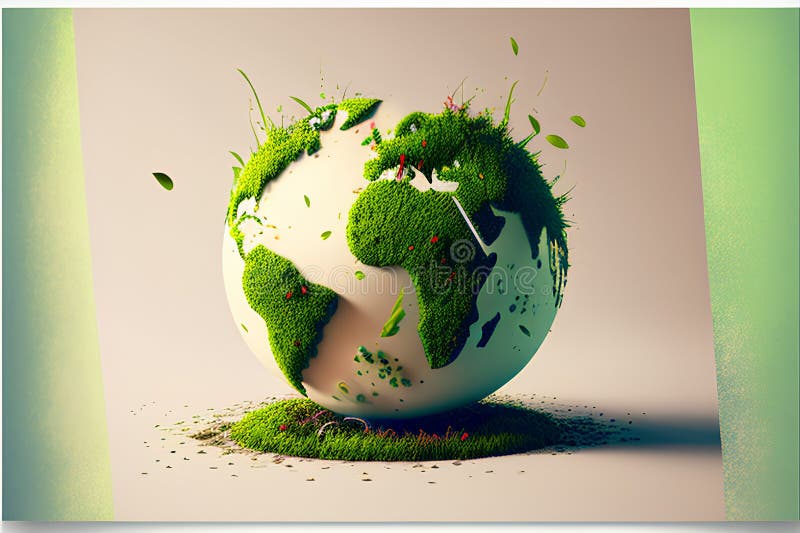 Ecology Concept with Earth Globe and Green Grass. Elements of this ...