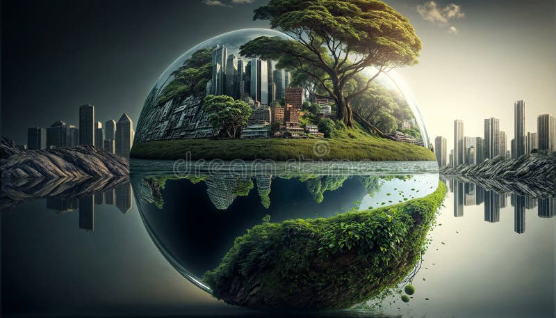Ecology Concept. Earth Planet in Water Stock Illustration ...
