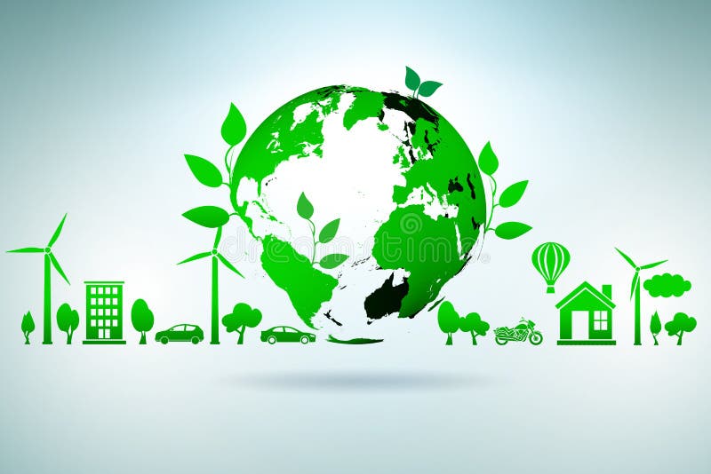 Ecology Concept with Ecological Elements Stock Illustration ...