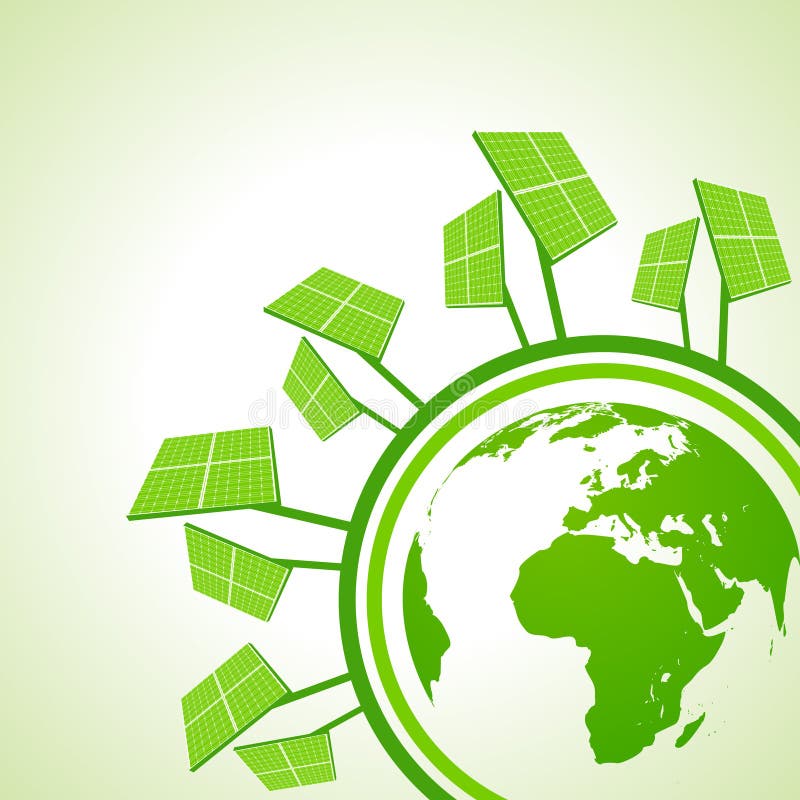 Ecology Concept - Ecology Concept - Solar Panel with Earth Stock Vector ...